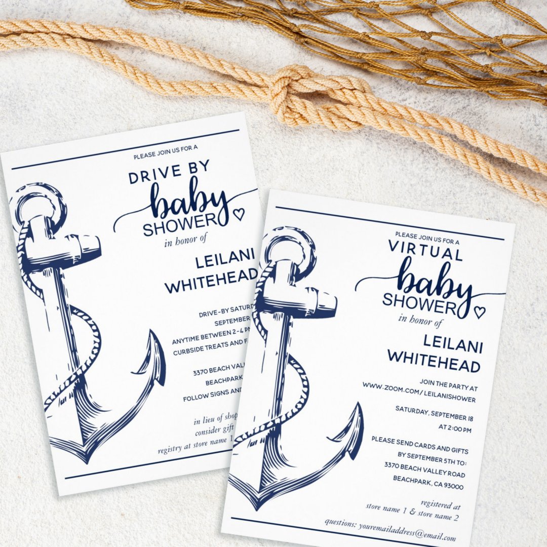 Predictions Baby Shower Nautical Anchor Guess Date Poster | Zazzle
