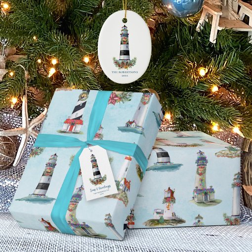 Nautical Christmas Lighthouses White Tissue Paper | Zazzle