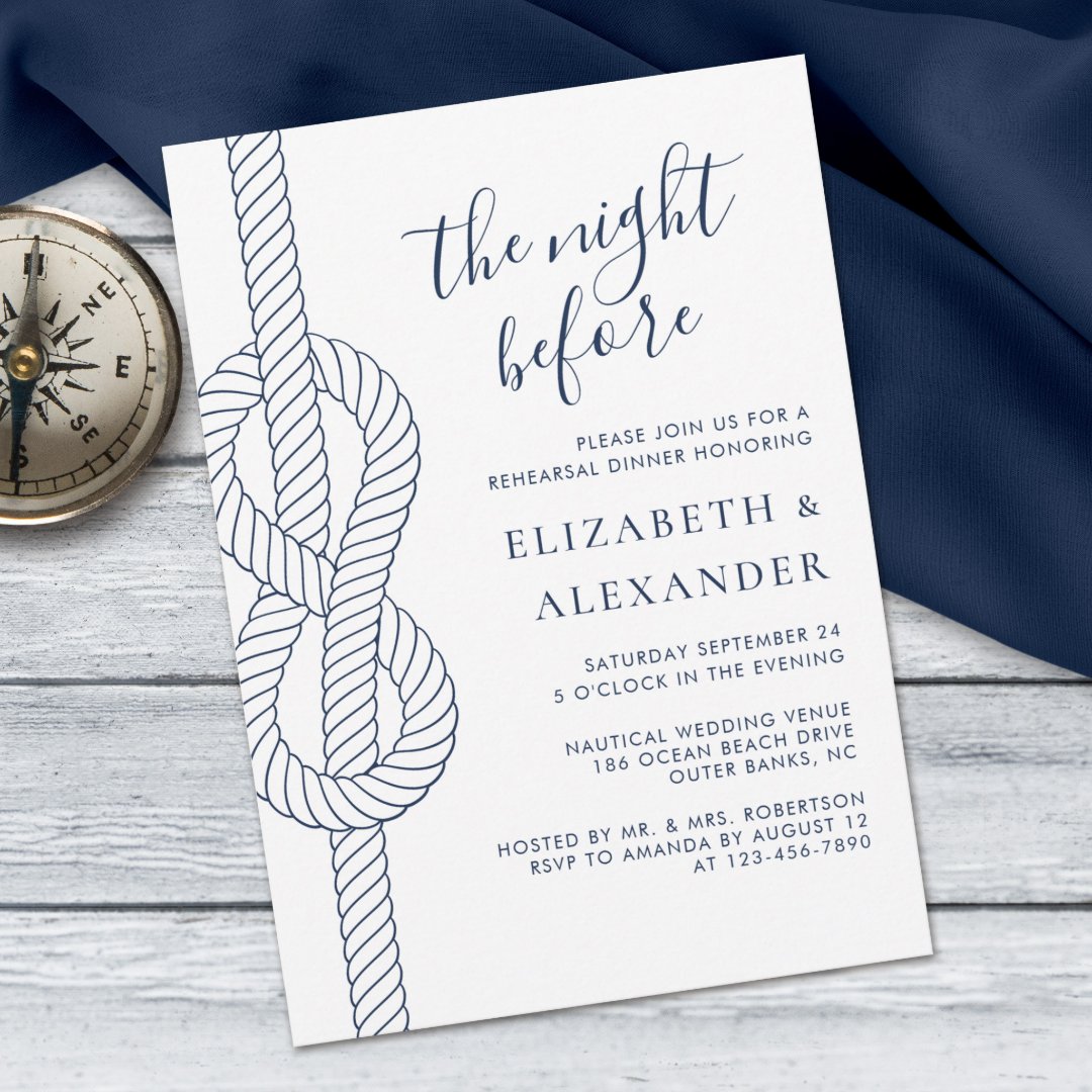 Nautical Rope Tying the Knot Wedding Invitation | Zazzle
