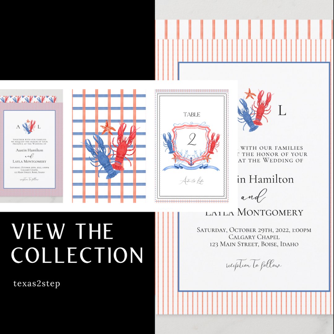 Nautical Love Lobster Wedding Invitation | Zazzle