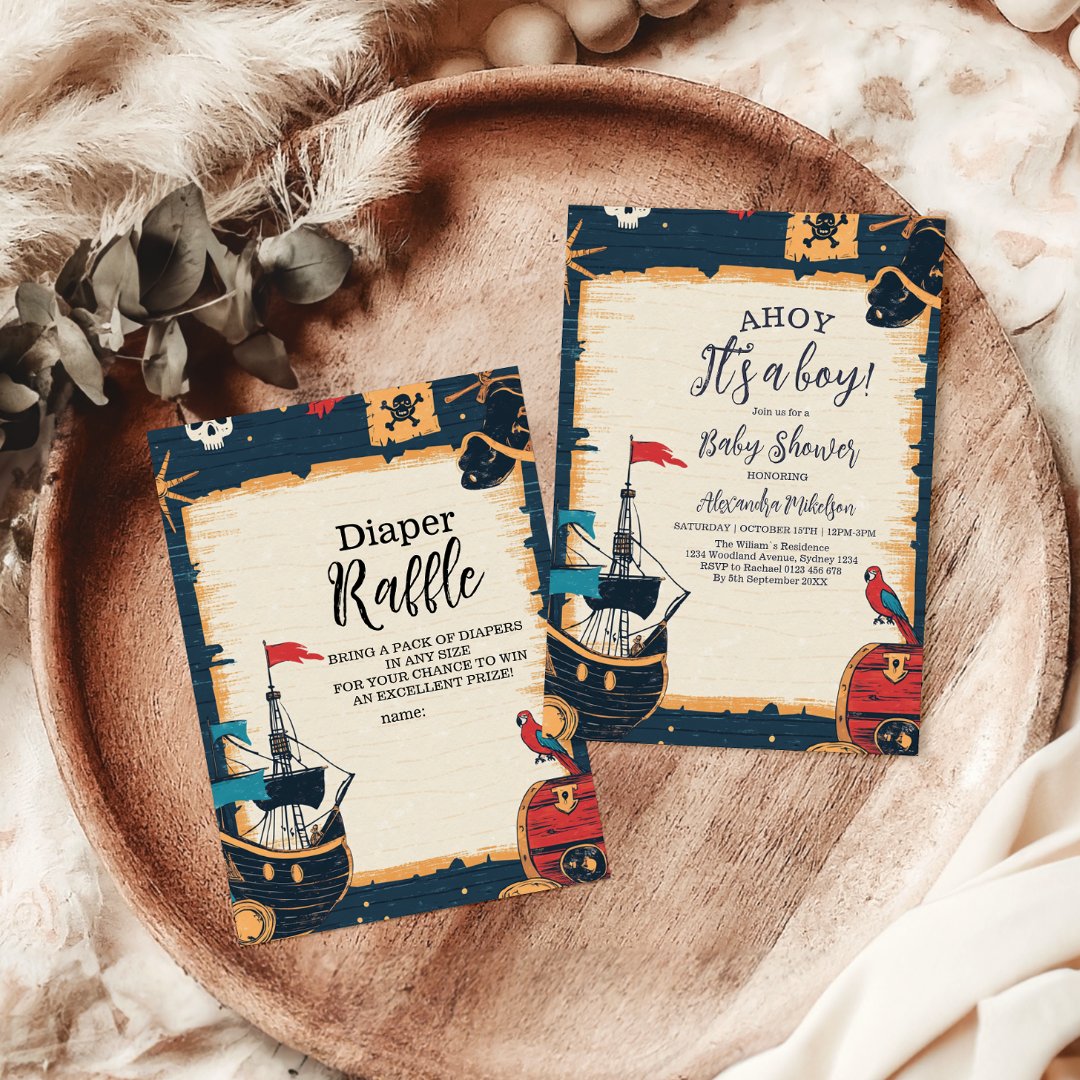 Nautical Pirate Baby Shower Invitation | Zazzle