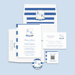 Preppy Nautical Crest Wedding Rehearsal Dinner Invitation | Zazzle