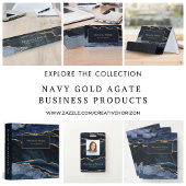 Elegant Professional Navy Blue Gold Agate Geode Desk Name Plate | Zazzle