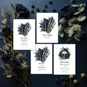 Navy Blue Floral Gothic Wedding QR Code Invitation | Zazzle