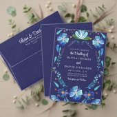 Blue and White Mexican Floral Fiesta Wedding Invitation | Zazzle