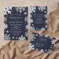 Navy Blue Snowflakes Winter Wedding Place Card | Zazzle