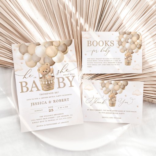 Teddy Bear Neutral Gender Reveal Invitation | Zazzle