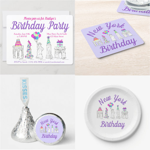 New York City Birthday Party NYC Landmarks Wrapping Paper Sheets | Zazzle