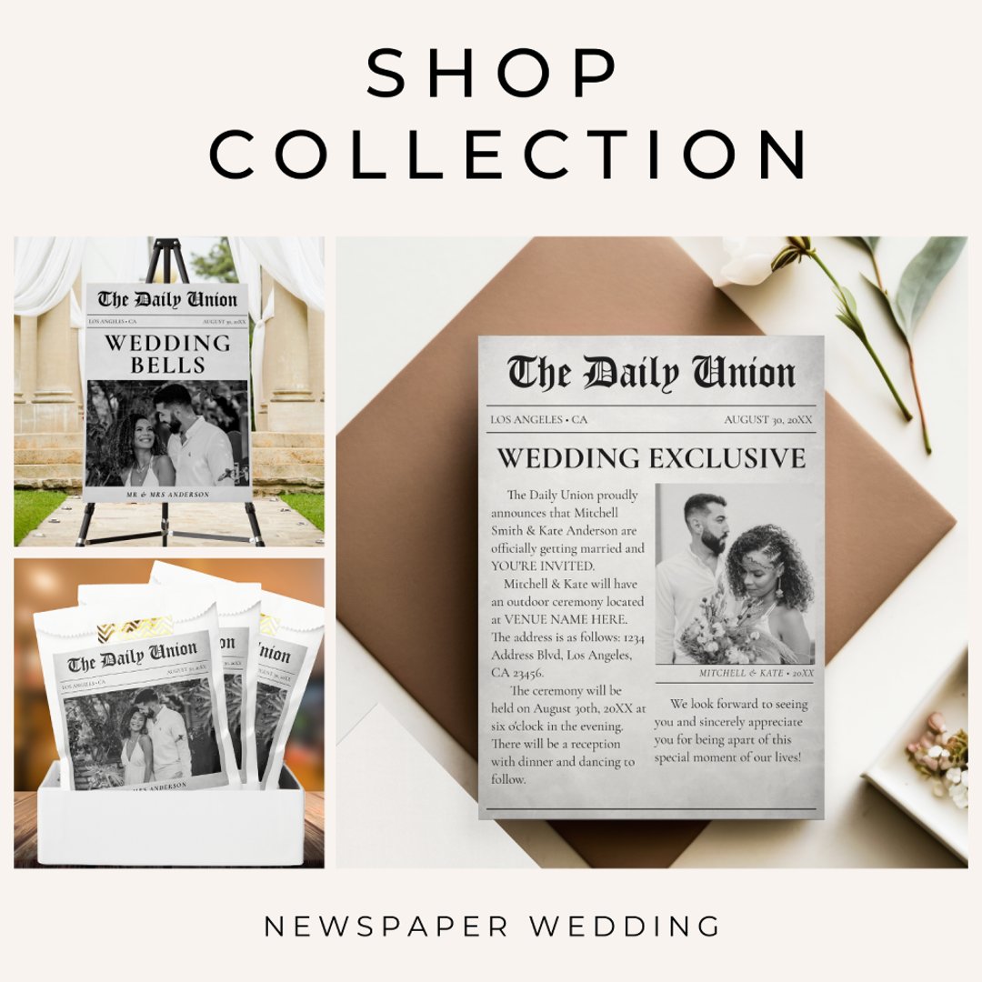 Newspaper Article Folded Wedding Program | Zazzle