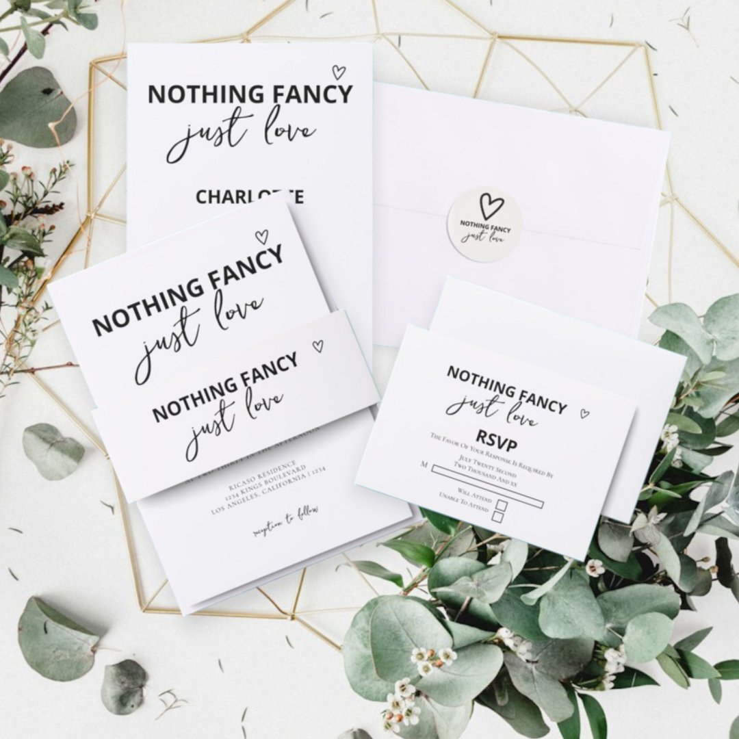 Nothing Fancy Just Love Minimalist Save The Date | Zazzle