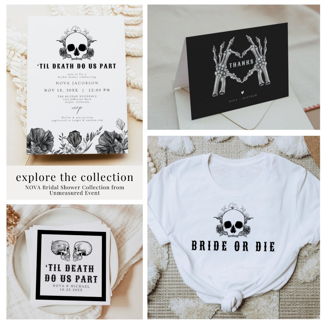 NOVA Gothic Floral Skull Til Death Wedding Napkins | Zazzle