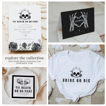 NOVA Skull Bride or Die Til Death Bachelorette Classic Round Sticker ...
