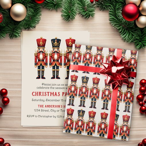 Red And Gold Nutcracker Christmas Holiday Party Invitation Zazzle