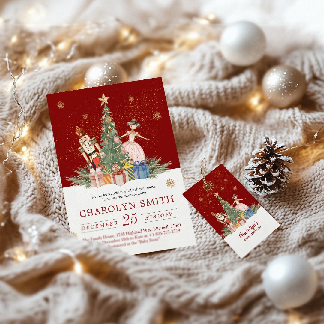 Nutcracker Christmas Party Baby Shower Invitation | Zazzle