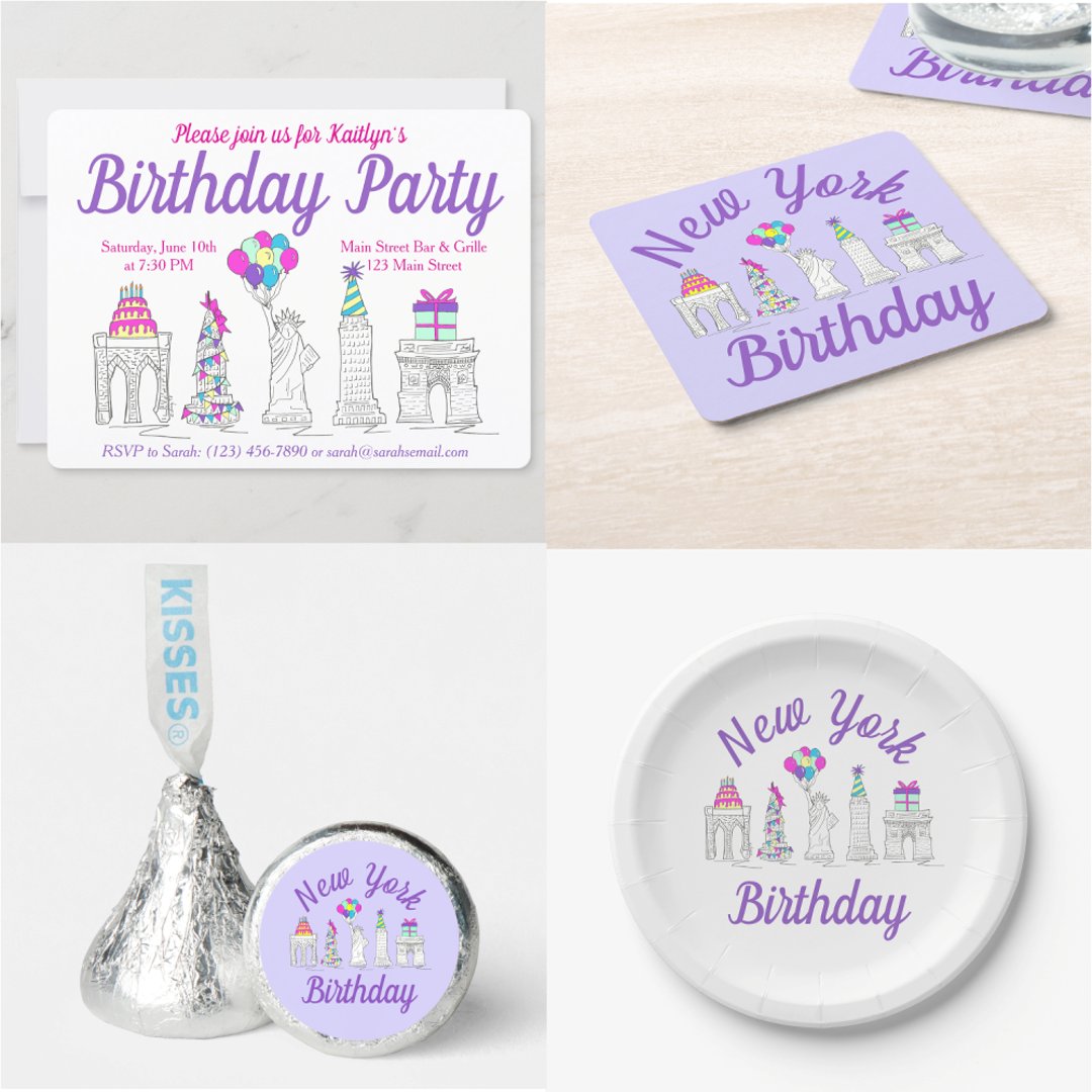 New York City NYC Landmarks Birthday Party Invitation | Zazzle
