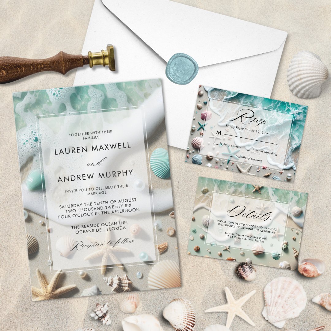 Beach Ocean Seaside Personalized Wedding Classic Round Sticker | Zazzle
