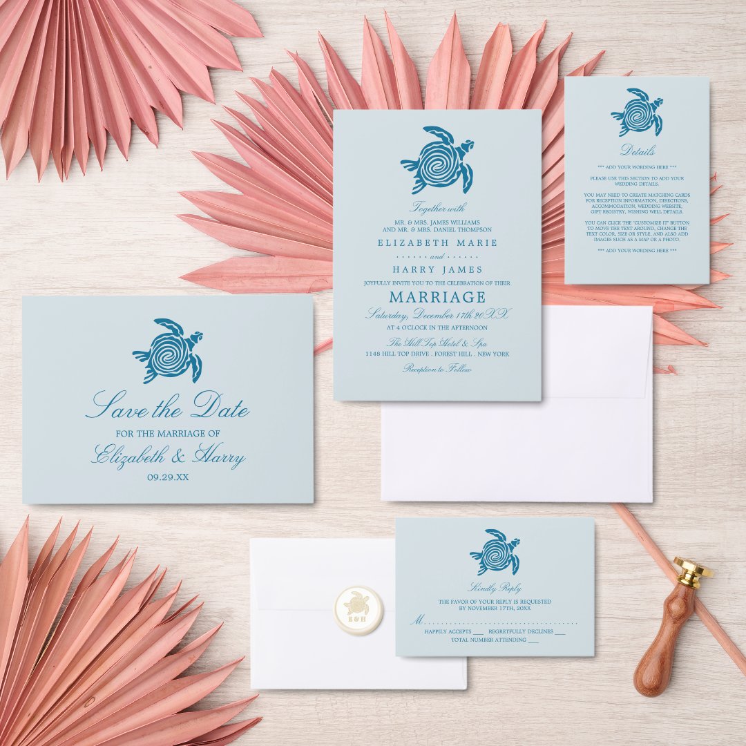 Ocean Sea Turtle, Sea Blue Beach Wedding Table Number | Zazzle