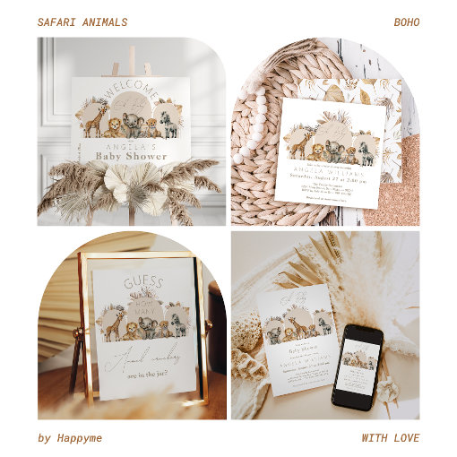 Oh Baby Safari Animals Boho Baby Shower Invitation | Zazzle