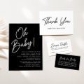 Oh Baby Script Black Minimalist Photo Baby Shower Invitation | Zazzle