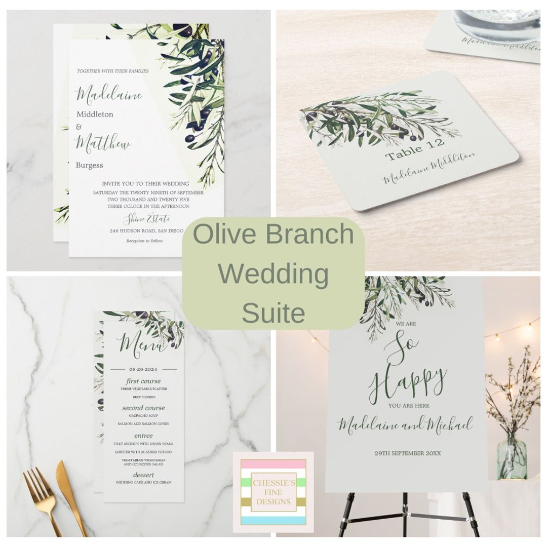 Bridal Shower Botanical Italian Green Olive Branch Invitation | Zazzle