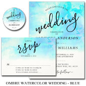 Ombre Watercolor Wedding Welcome Banner - Blue | Zazzle