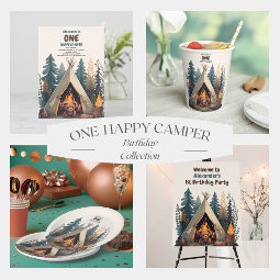 One Happy Camper Wood Boys 1st Birthday Invitation | Zazzle