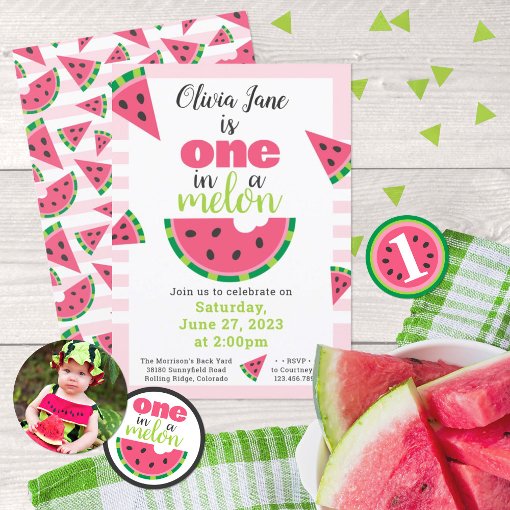 One in a Melon Watermelon 1st Birthday Party Favor Balloon | Zazzle