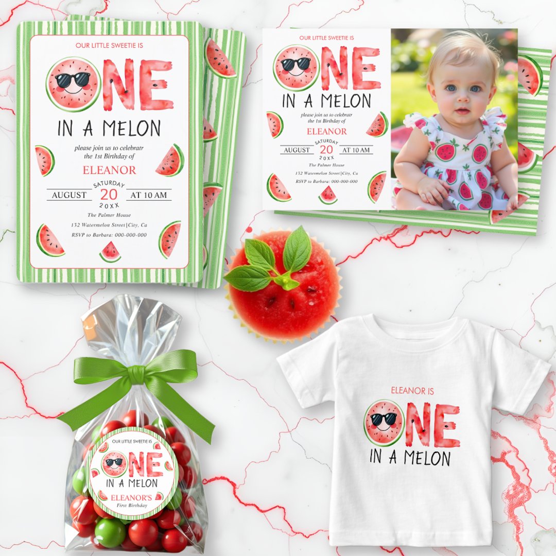 One in a melon 1st birthday watermelon WELCOME Foam Board | Zazzle
