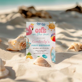 One In The Sun Tropical Beach 1st Birthday Party Invitation | Zazzle