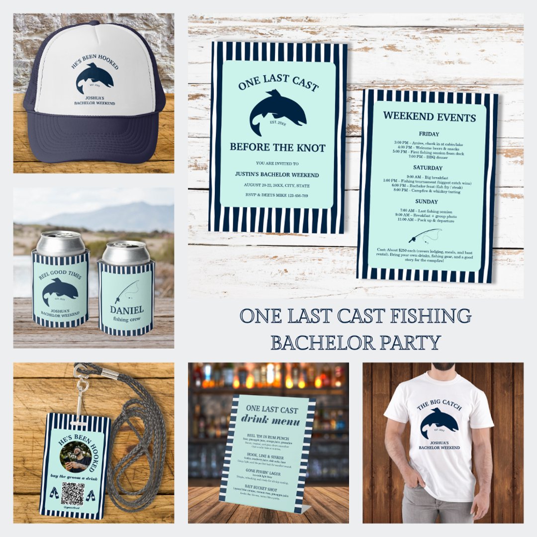 One Last Cast Fishing Bachelor Weekend Itinerary Invitation | Zazzle