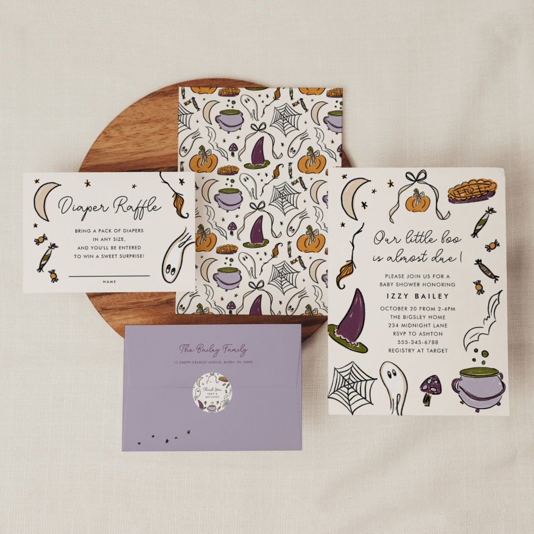 Our Little Boo Almost Due Halloween Baby Shower Classic Round Sticker ...