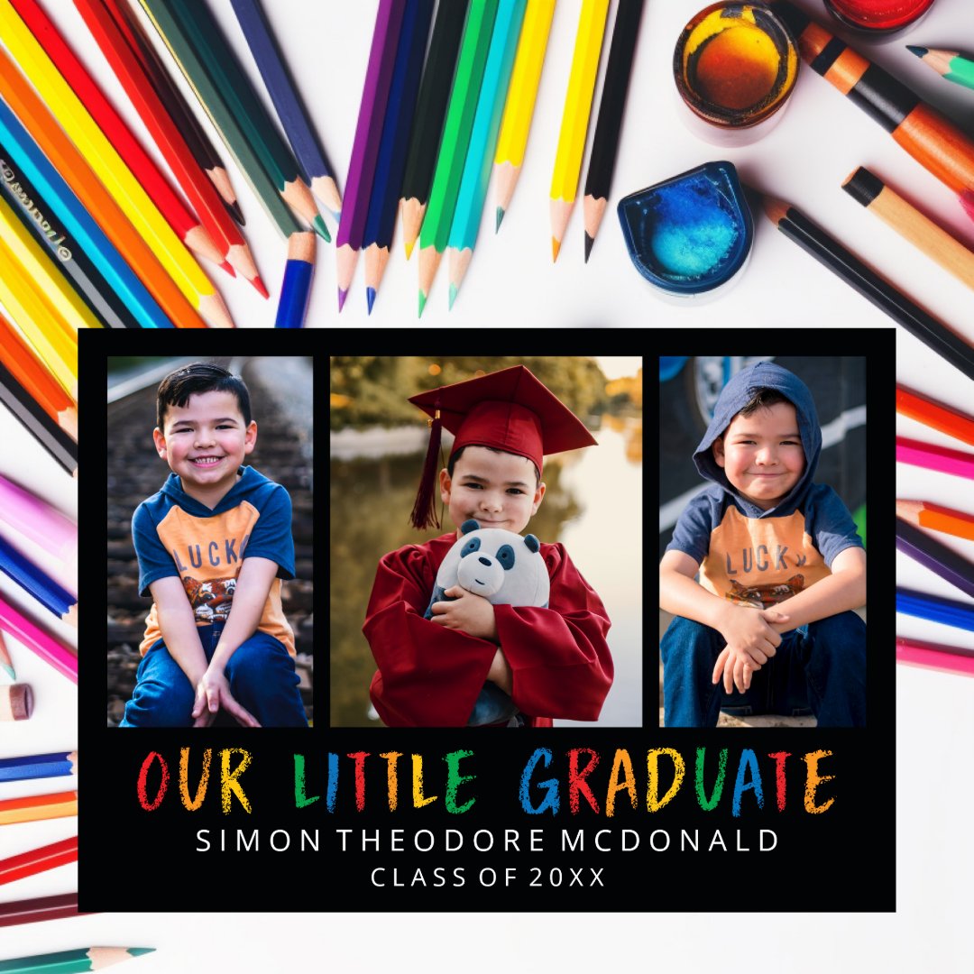 OUR LITTLE GRADUATE PHOTO COLLAGE GRAD INVITATION | Zazzle