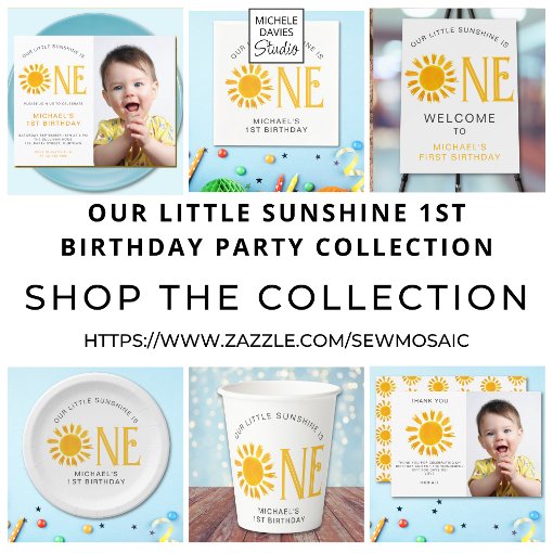 Our Little Sunshine Is One 1st Birthday Photo Invitation | Zazzle