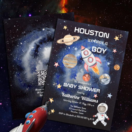Outer Space Houston We Have a Boy Baby Shower Banner | Zazzle