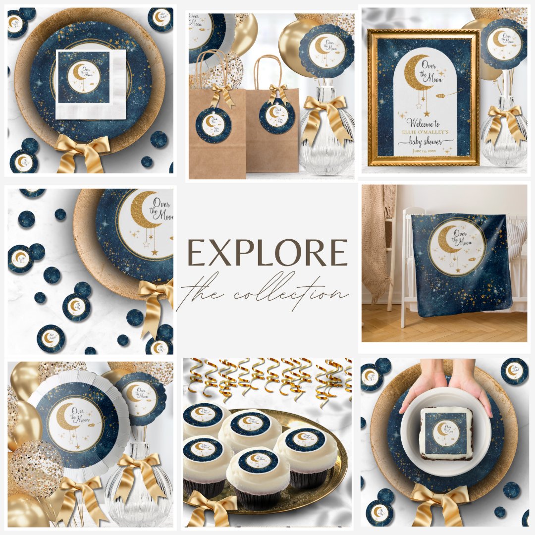 Over the Moon Space Theme Baby Shower Invitation | Zazzle