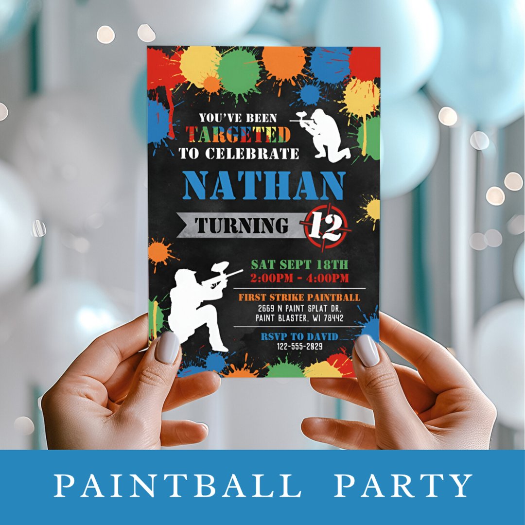 Paintball Birthday Invitation, Paintball Invite | Zazzle