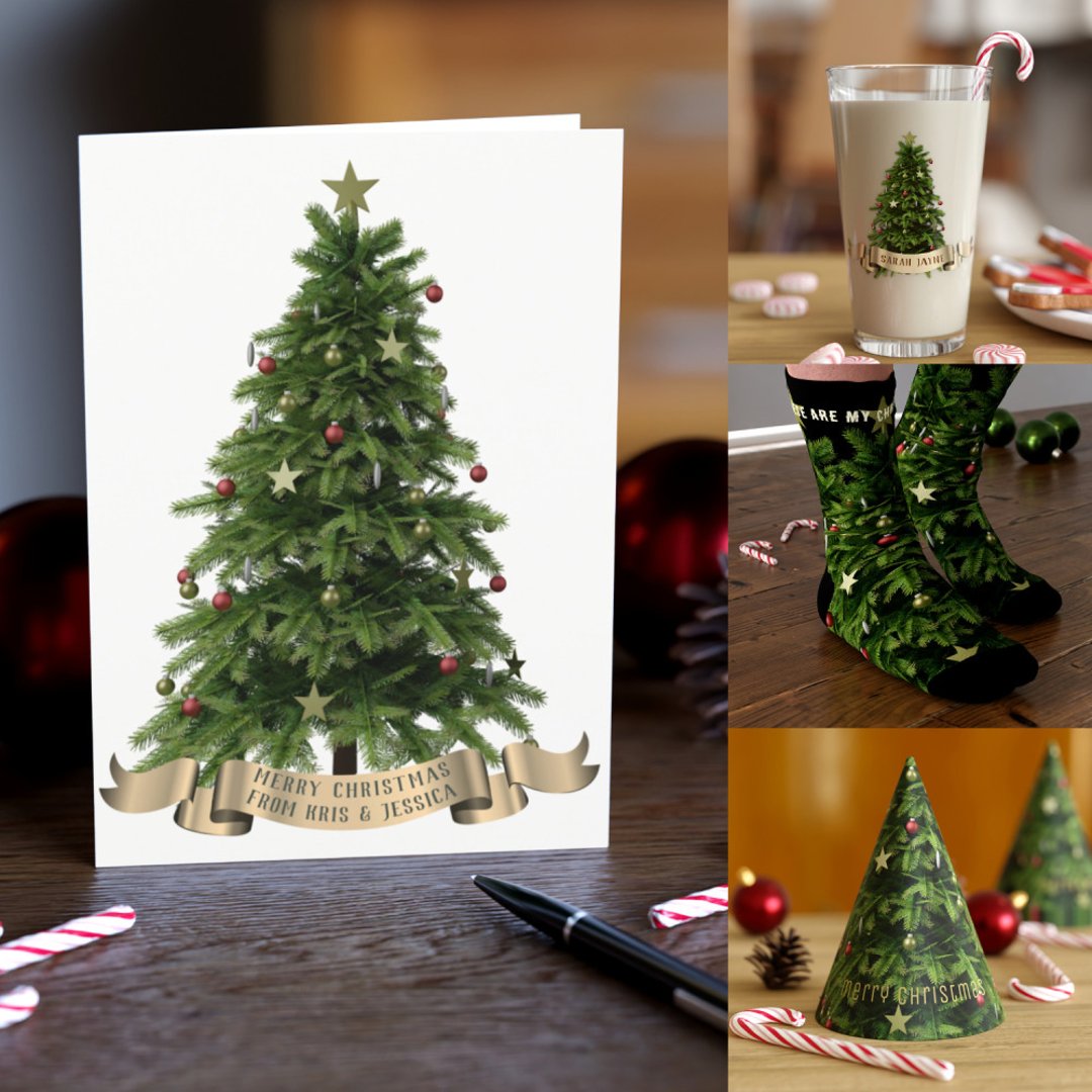 Custom Merry Christmas Tree Greeting Card | Zazzle