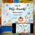 Party Animals on Train Kid Jungle Birthday Party Invitation | Zazzle
