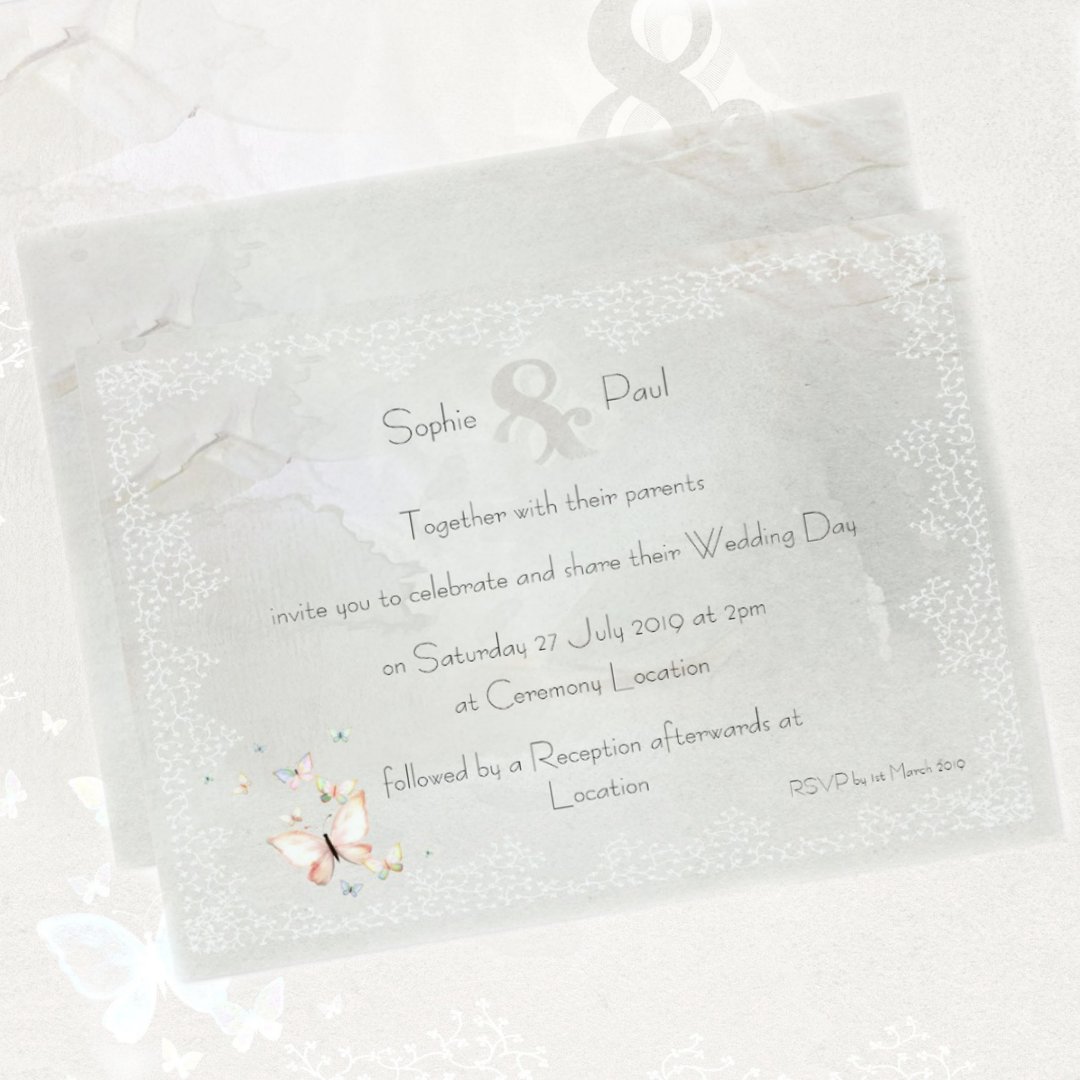Pretty Pastel Butterflies Wedding Invitation | Zazzle