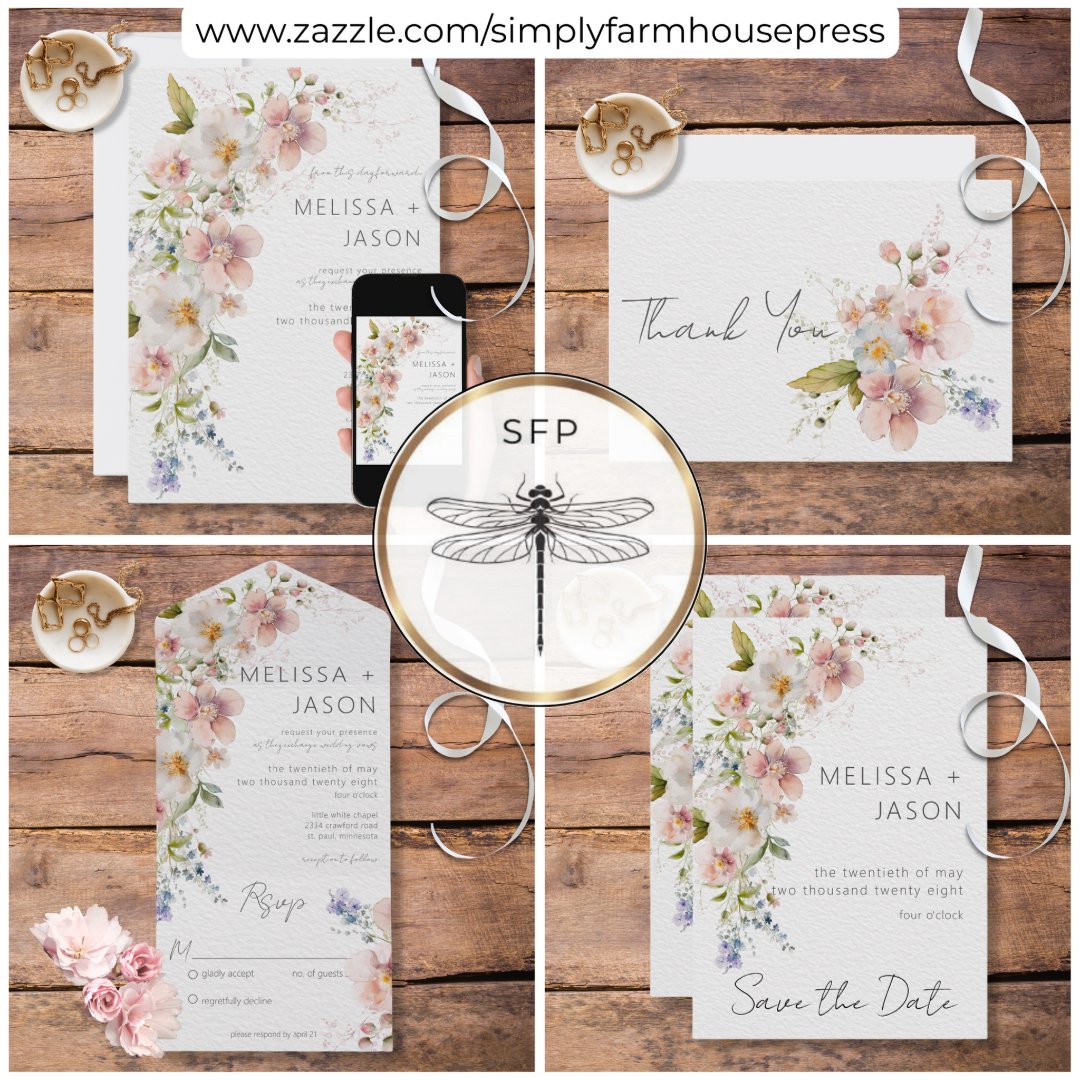 Pastel Floral Modern Wedding Invitation | Zazzle