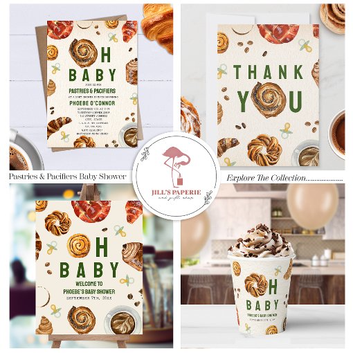 Oh Baby Pastries + Pacifiers Neutral Baby Shower Invitation | Zazzle