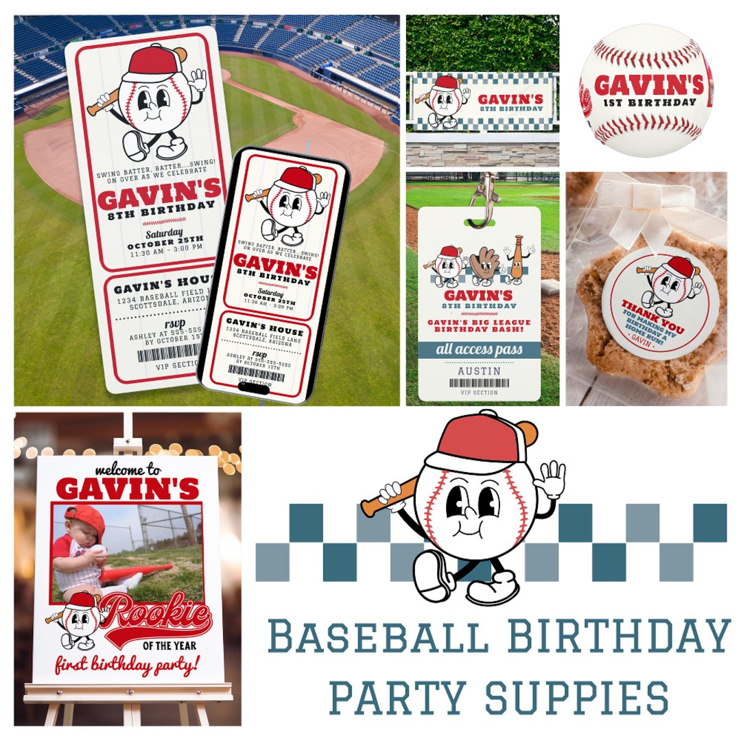 Vintage Retro Baseball Ticket Sport Birthday Party Invitation | Zazzle