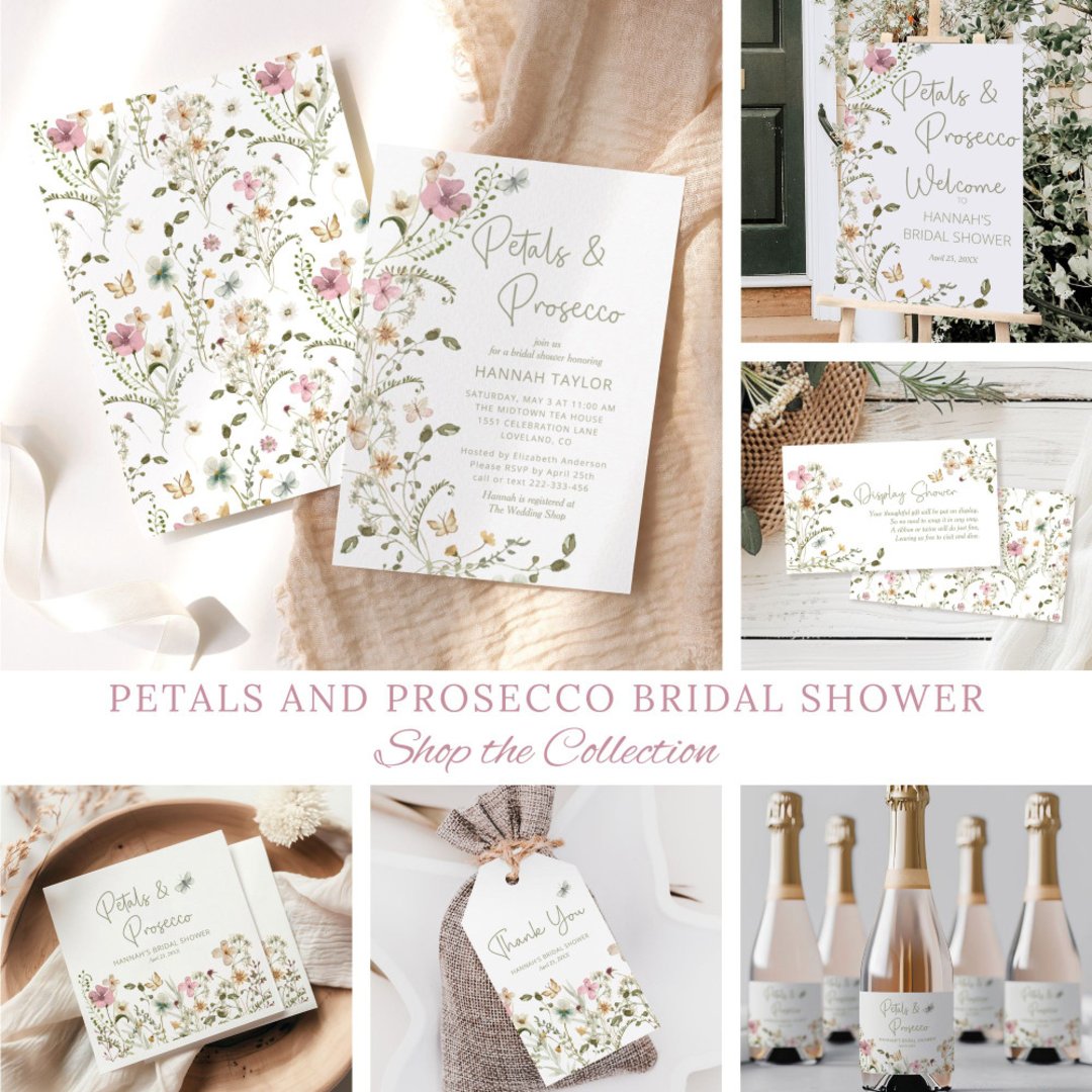 Petals and Prosecco Bridal Shower Welcome Foam Board | Zazzle