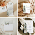 Pine Tree Christmas Wedding Invitation | Zazzle