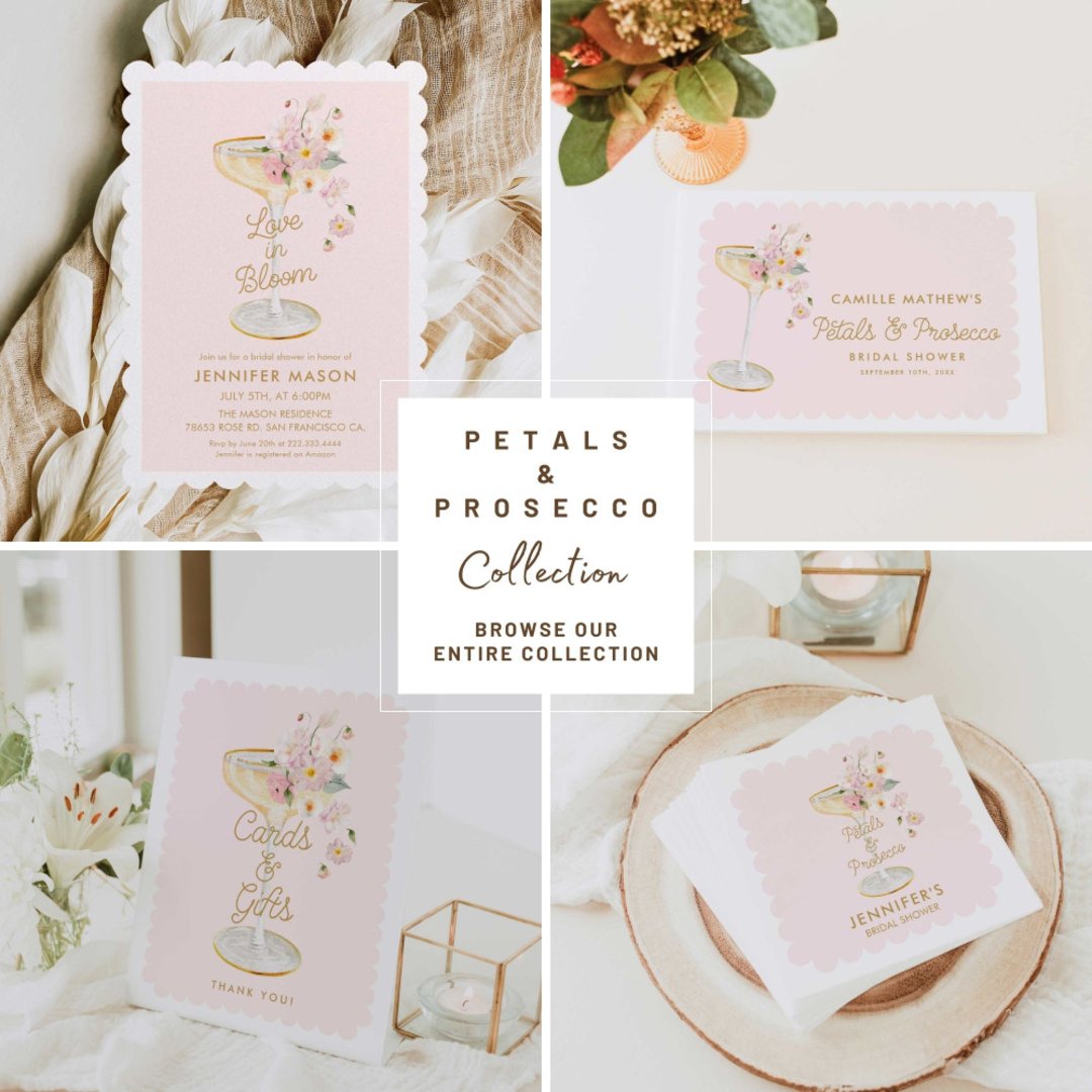 Petals and Prosecco Bridal Shower Welcome Foam Board | Zazzle