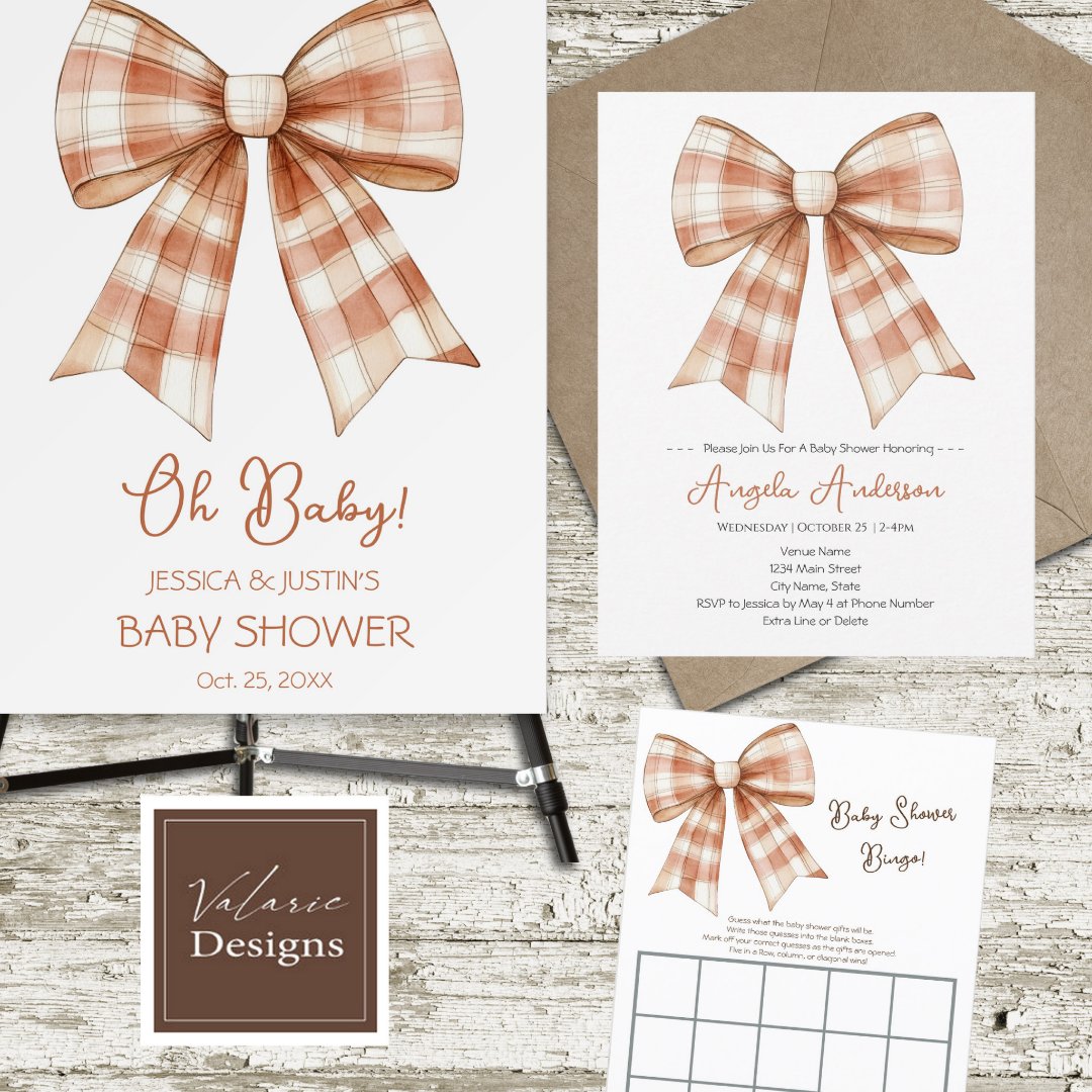 Pink Bow Girl Baby Shower Invitation | Zazzle