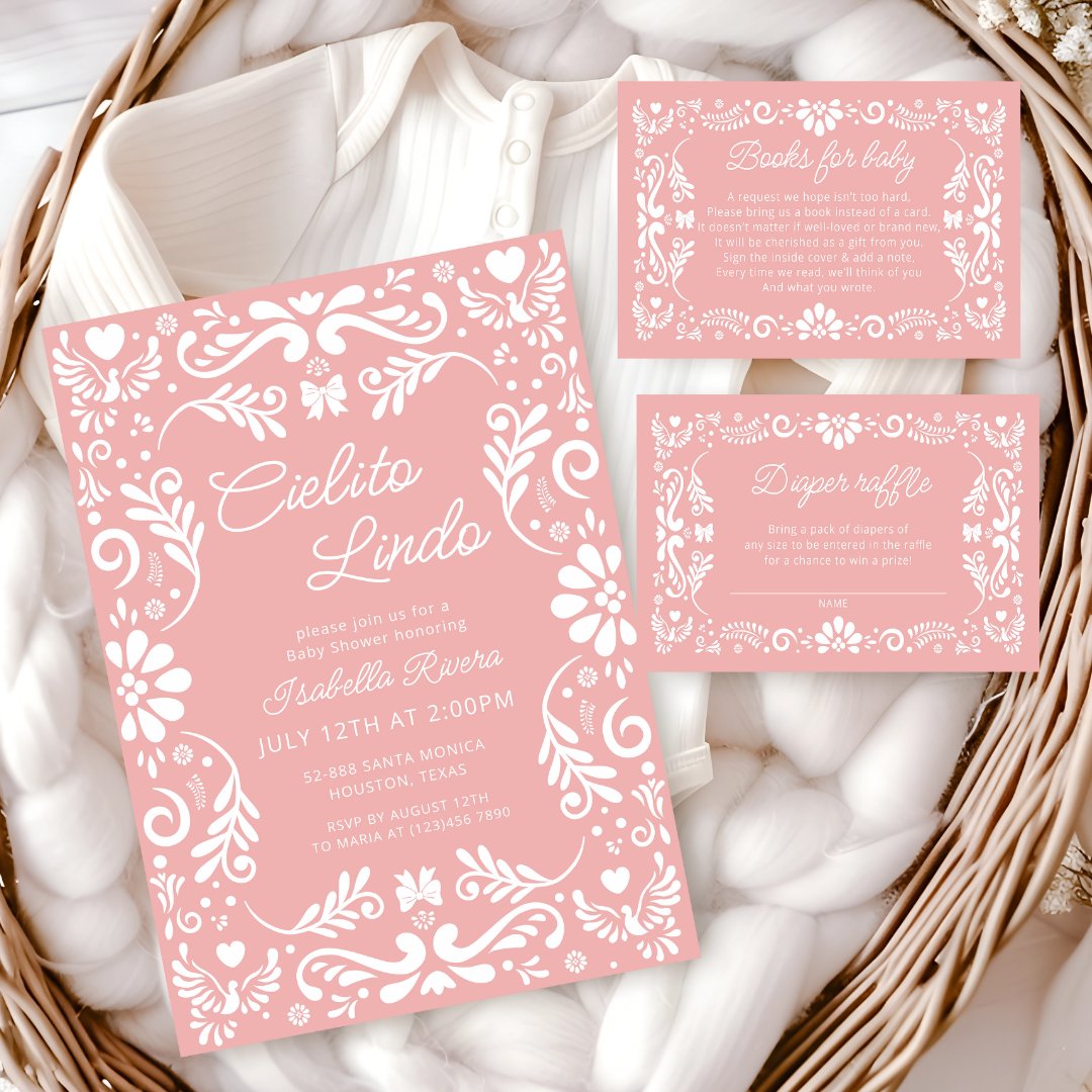 Cielito Lindo Talavera Mexican Pink Baby Shower Invitation | Zazzle