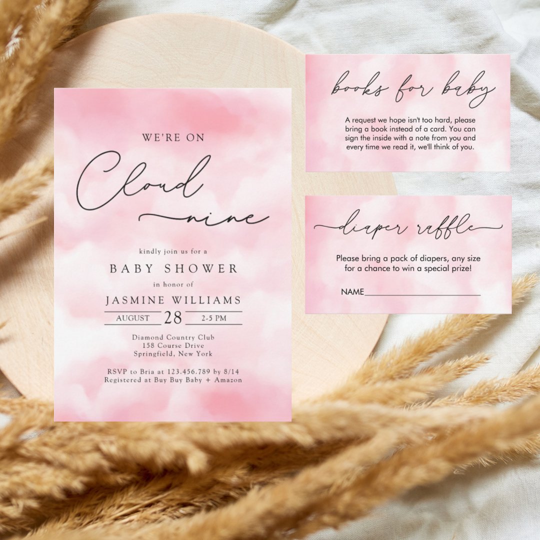 PinK Cloud Nine Baby Shower Invitation | Zazzle