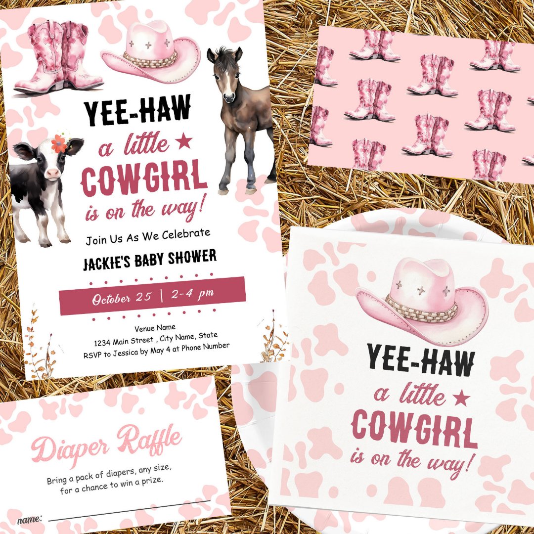 Little Cowgirl Pink Rodeo Baby Shower Poster | Zazzle