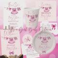 Preppy pink clothes on a line baby shower favor classic round sticker ...